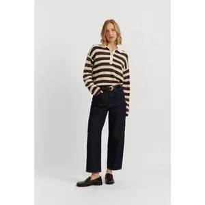 Chinti & Parker Merino Stripe Polo Top - Pink