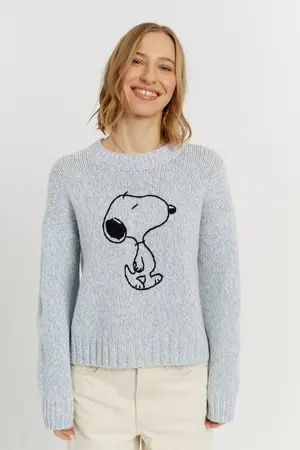 Chinti & Parker Merino Snoopy Marl Sweater - Multi Blue