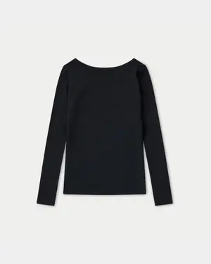 HERA Dual Wear Long Sleeve Scoop Neck Top - Black