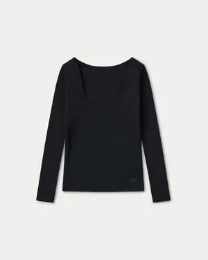 HERA Dual Wear Long Sleeve Scoop Neck Top - Black