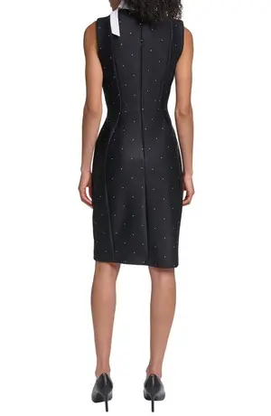 Karl Lagerfeld Paris Dot Print Scuba Sheath Dress