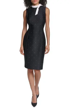 Karl Lagerfeld Paris Dot Print Scuba Sheath Dress