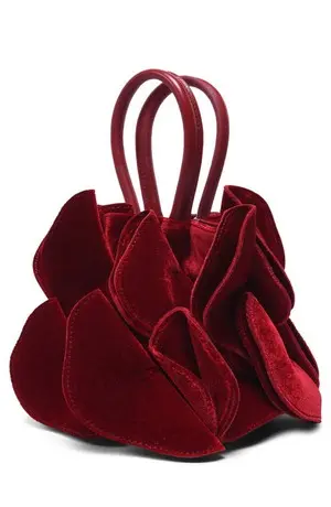 Farm Rio Velvet Flower Leather Handbag - Merlot