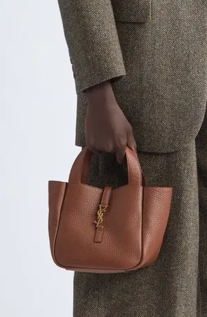 Saint Laurent Baby Bea Leather Tote - Toasted Brown