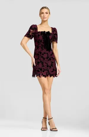 Dress The Population Clarke Floral Lace Minidress - Deep Plum Multi
