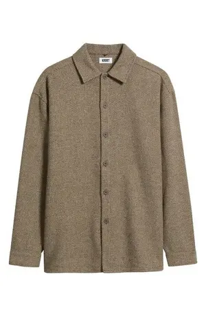 KROST Chevron Print Wool-blend Button-up Shirt - Bronze Brown