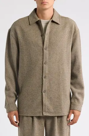 KROST Chevron Print Wool-blend Button-up Shirt