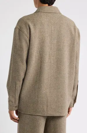 KROST Chevron Print Wool-blend Button-up Shirt