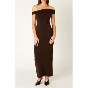NIA Clara Off The Shoulder Dress - Espresso