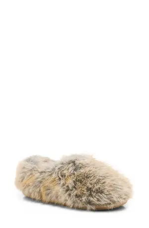 Free People Snowed In Faux Fur Slipper Beige Multi