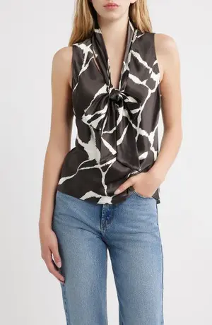 Rails Poppy Tie Neck Sleeveless Top - Rift