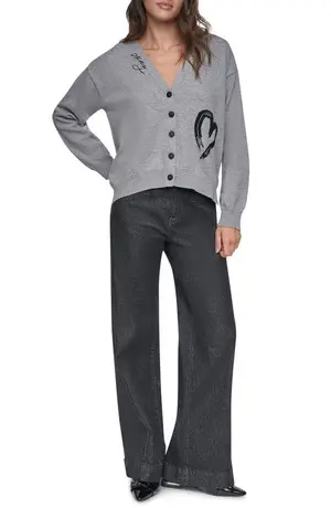 Dkny Heart Brushstroke Cardigan - Feather Ht