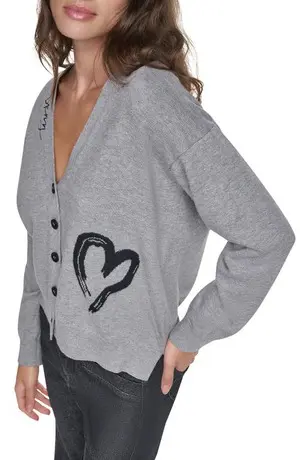 Dkny Heart Brushstroke Cardigan - Feather Ht