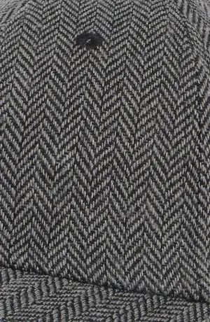 Clare V. Embroidered Cashmere & Wool Herringbone Adjustable Baseball Cap