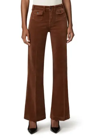 Paige Leenah Corduroy High Waist Wide Leg Jeans - Maple Brown