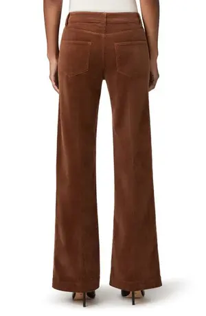 Paige Leenah Corduroy High Waist Wide Leg Jeans - Maple Brown