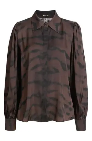 Kobi Halperin Davis Tie Dye Print Stretch Silk Georgette Button-up Shirt - Briar Multi