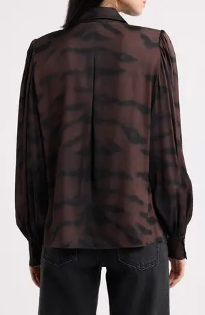 Kobi Halperin Davis Tie Dye Print Stretch Silk Georgette Button-up Shirt - Briar Multi