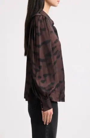 Kobi Halperin Davis Tie Dye Print Stretch Silk Georgette Button-up Shirt - Briar Multi