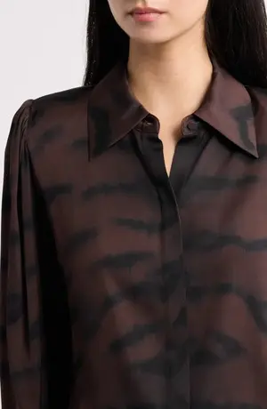 Kobi Halperin Davis Tie Dye Print Stretch Silk Georgette Button-up Shirt - Briar Multi