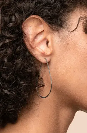 BEARFRUIT JEWELRY Zoey Hoop Earrings Classic Minimalist Everyday - Dark Grey