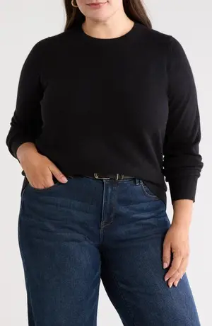 Nordstrom Cashmere Crewneck Sweater - Black Rock