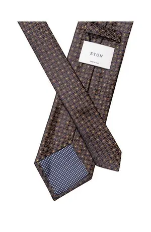 Eton Medallion Woven Silk Tie - Light Yellow