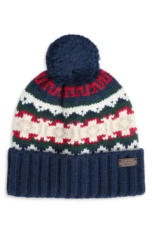 Barbour Kane Fair Isle Beanie & Scarf Set - Evergreen