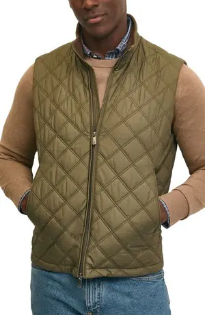 Brooks Brothers Paddock Water Repellent Diamond Quilted Vest - Burnt Olive