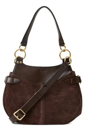 AIMEE Dash Convertible Leather Crossbody Bag - Fudge Suede