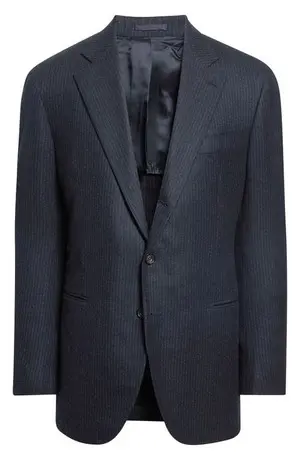 J. MUESER Waverly Pinstripe Virgin Wool Suit - Navy