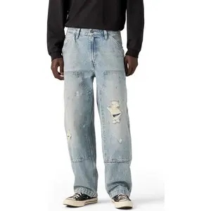 LEVI'S 568 Loose Ripped Straight Leg Double Knee Jeans - Diving Ducks Blue