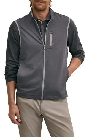 Brooks Brothers Performance Knit Full Zip Vest - Heather Grey