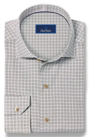 David Donahue Geometric Long Sleeve Button Up Shirt
