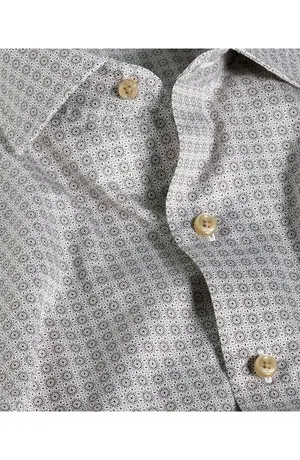David Donahue Geometric Long Sleeve Button Up Shirt