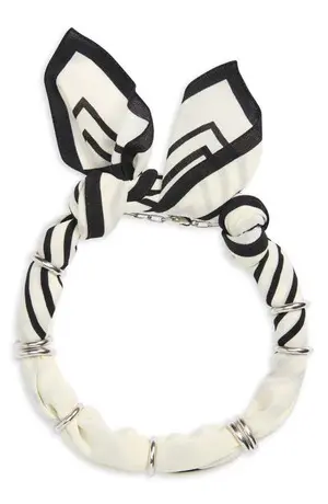 TOTEME Silk Scarf Collar - Ecru/black/silver