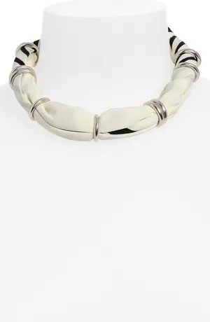 TOTEME Silk Scarf Collar - Ecru/black/silver