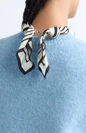 TOTEME Silk Scarf Collar - Ecru/black/silver