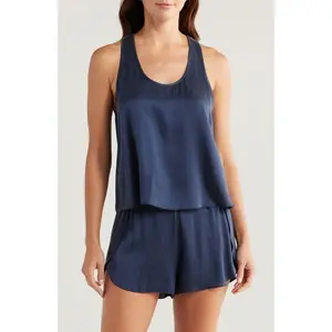 Lunya Racerback Washable Silk Short Pajamas Deep Blue