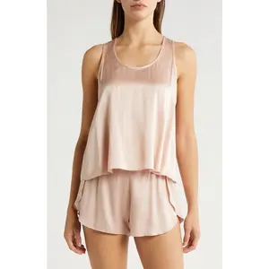 Lunya Racerback Washable Silk Short Pajamas - Delicate Pink