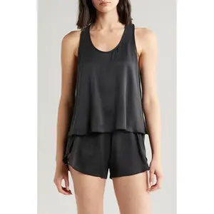 Lunya Racerback Washable Silk Short Pajamas - Immersed Black