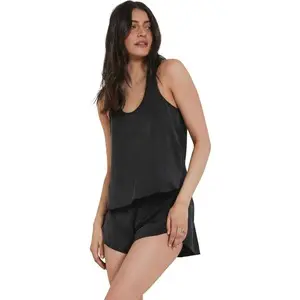 Lunya Racerback Washable Silk Short Pajamas Immersed Black