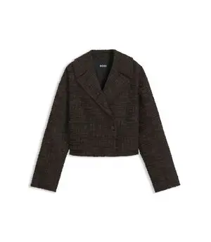 BOSS Textured Tweed Blazer In A Cropped Style