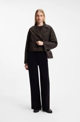 BOSS Textured Tweed Blazer In A Cropped Style