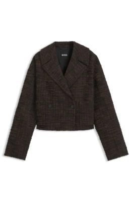 BOSS Textured Tweed Blazer In A Cropped Style