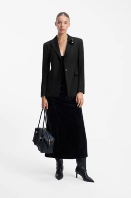 Hugo Regular-fit Pinstripe Blazer With Sequin Brooch