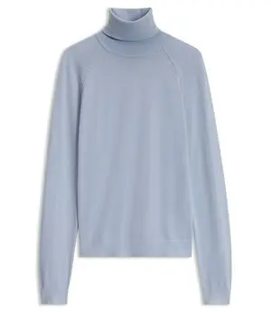 BOSS Slim-fit Turtleneck Sweater In Extra-fine Merino Wool - Light Blue