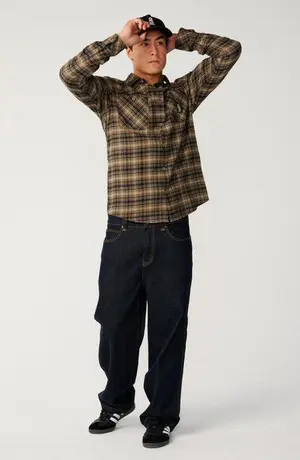 Rip Curl S-series Soulcellair Plaid Cotton Flannel Button-up Shirt - Black