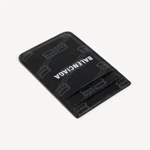 Balenciaga Signature Magnet Card Holder Bb Monogram Coated Canvas - Black