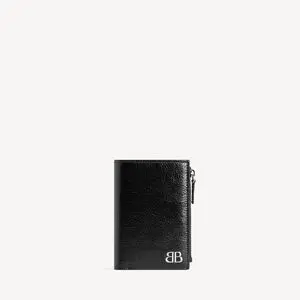 Balenciaga Monaco Vertical Folded Card Holder - Black
